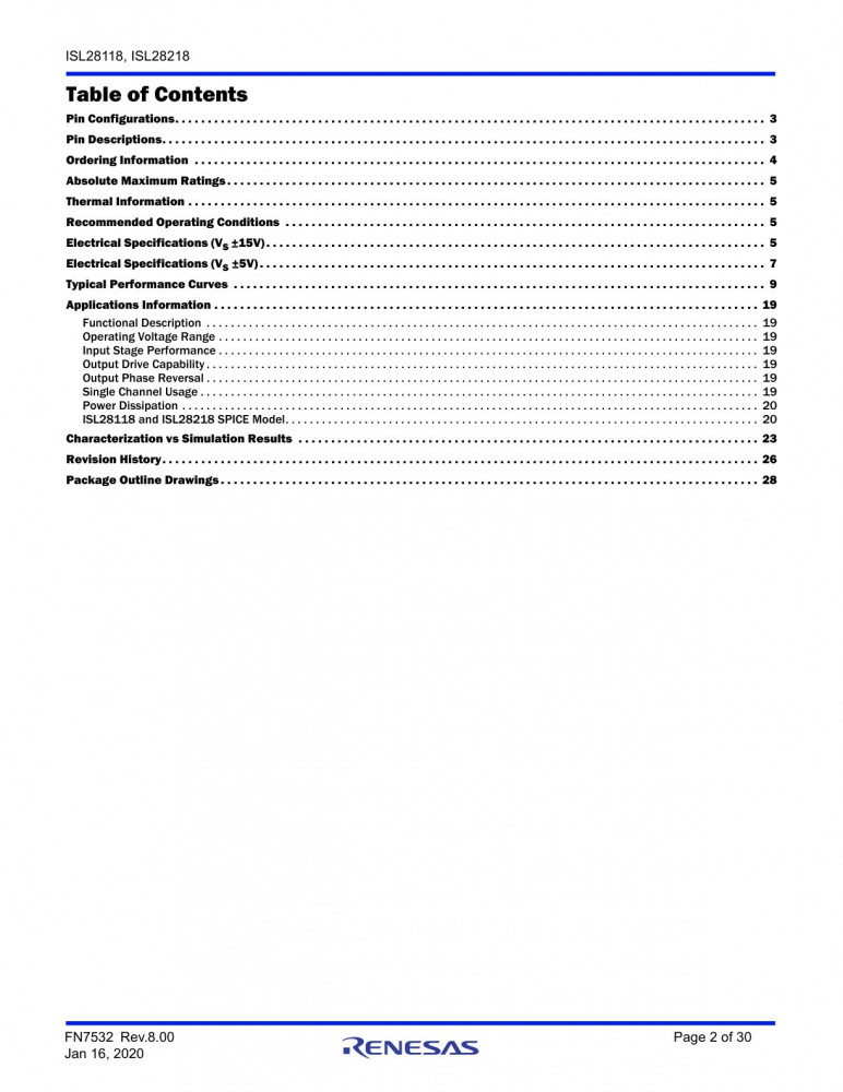 ISL28118 datasheet page 2