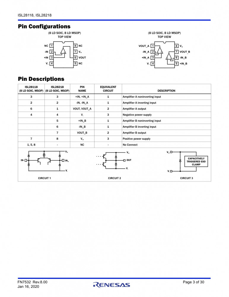 ISL28118 datasheet page 3