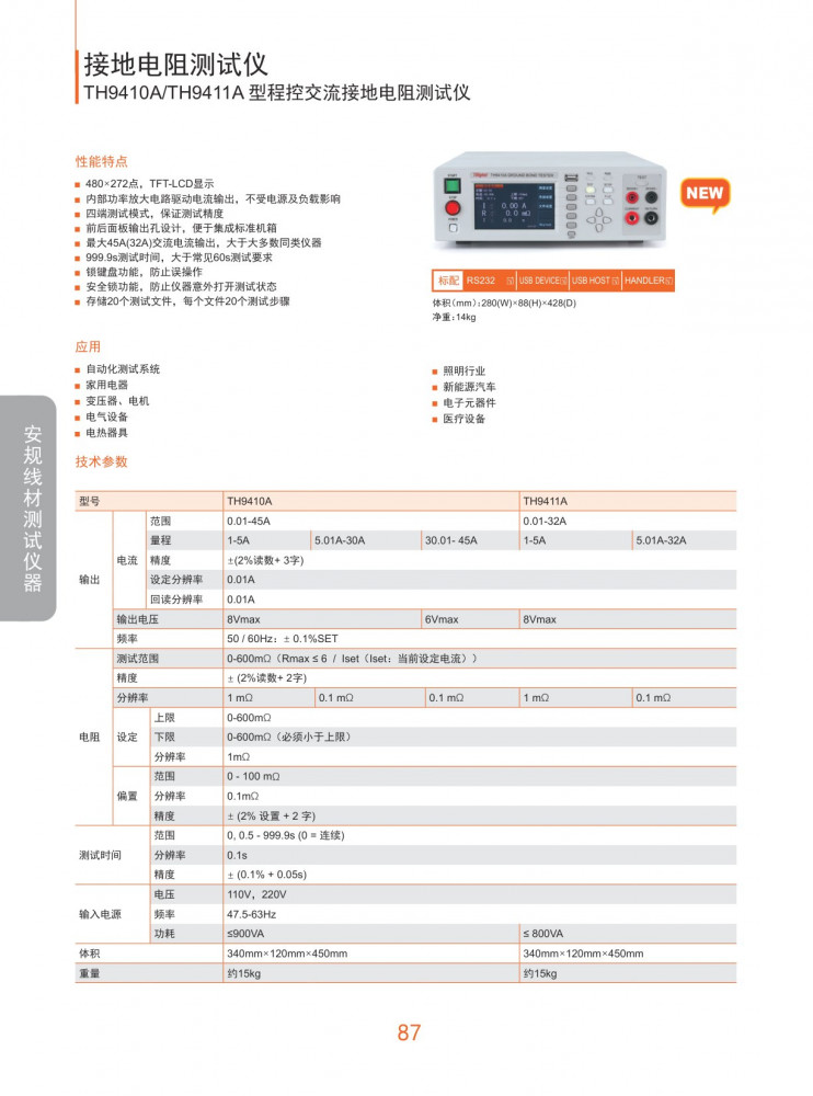 Tonghui TH9411A technical documentation page