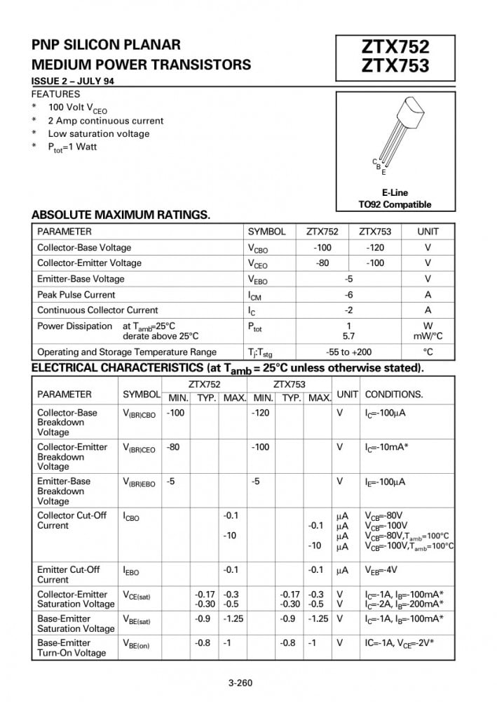 DIODES ZTX753 datasheet page 1