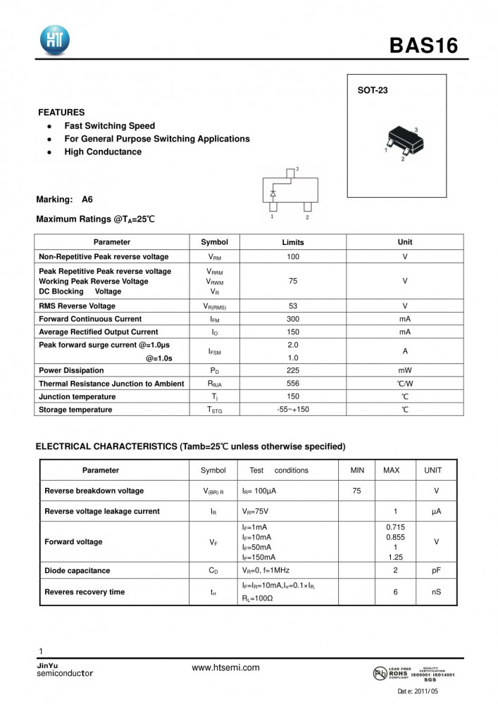 BAS16 datasheet page 1