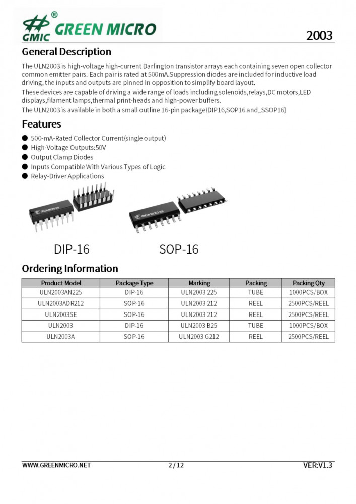 ULN2003AN225 datasheet page 2