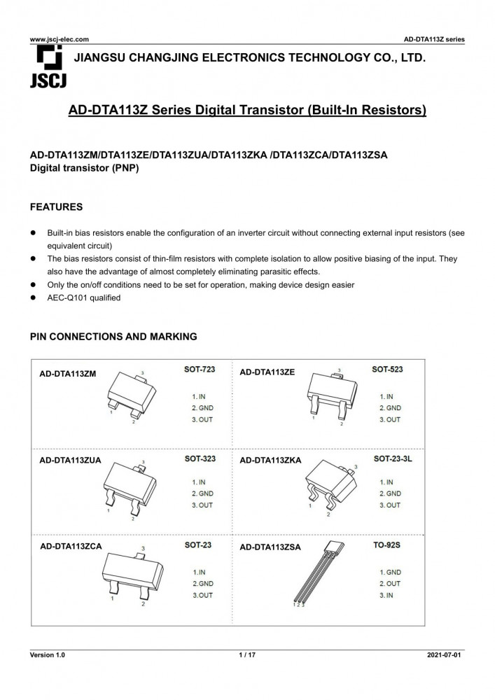AD-DTA113ZM datasheet page 1