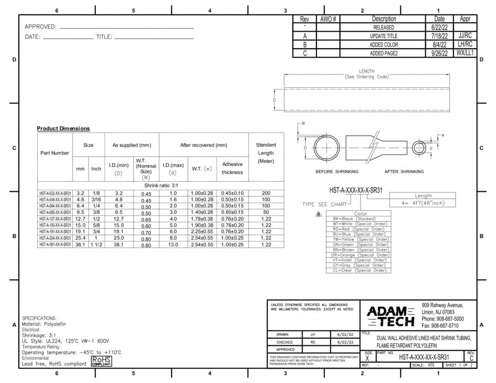 ADAM TECH HST-A-095-BK-4-SR31 technical document page 1