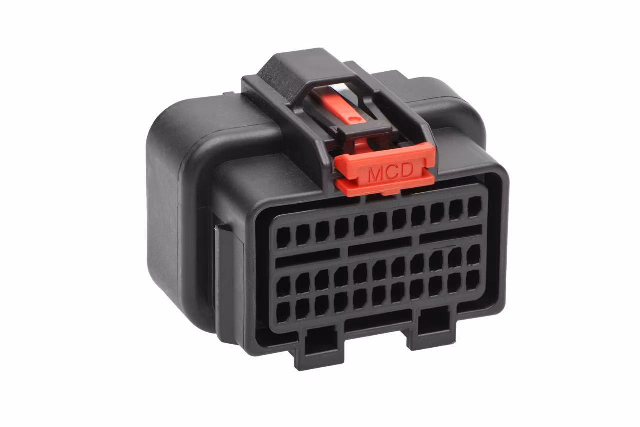 MX150 Mid-Voltage Mat-Sealed Female Connector Assembly, Single Row, 4 Circuits, 48V, Keying Option A, with Connector Position Assurance, Light Blue