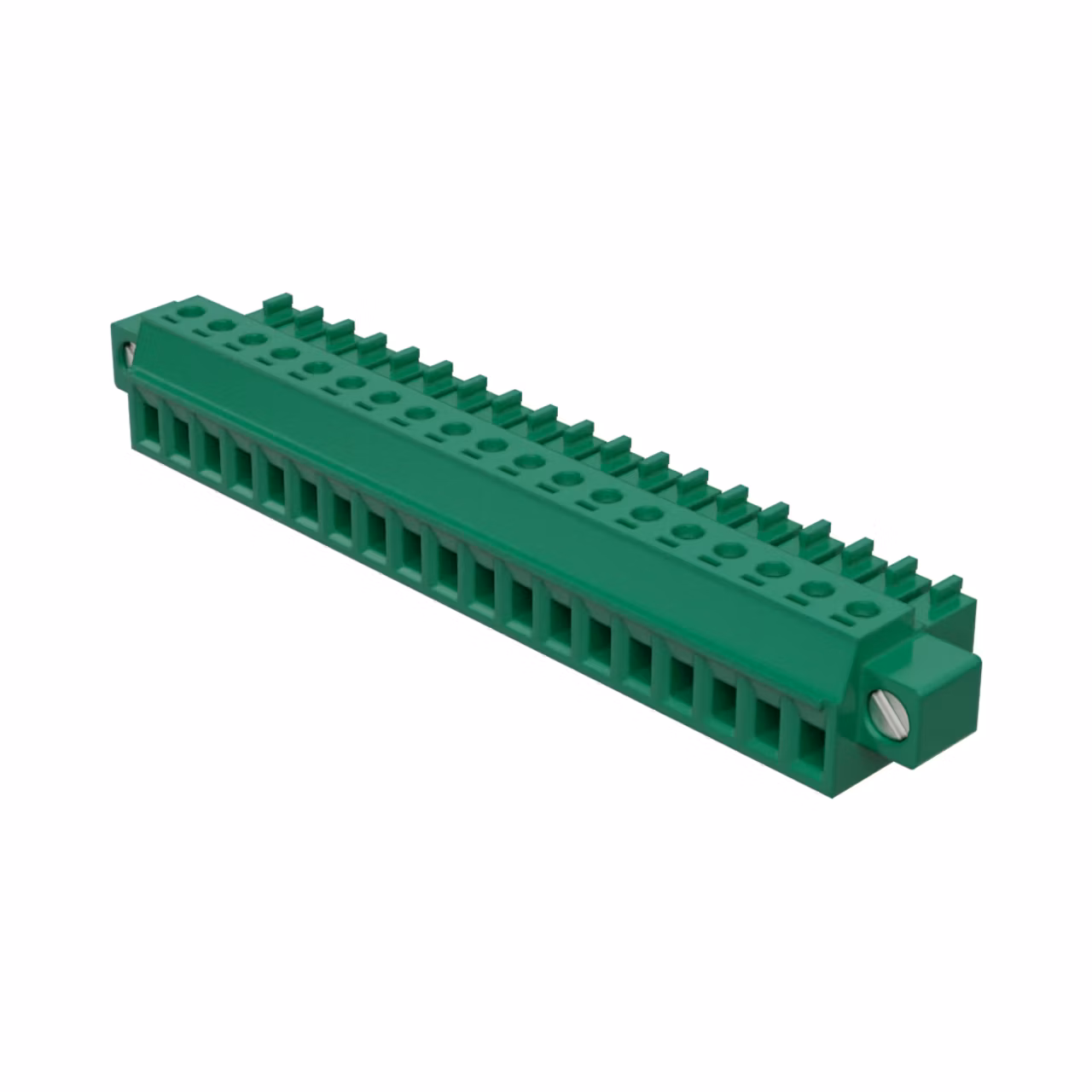 3.81mm Pitch Eurostyle Horizontal Plug, with Retention Screws and Reverse Imprinting, Green Housing, Gold (Au) Plated, 19 Circuits for sale