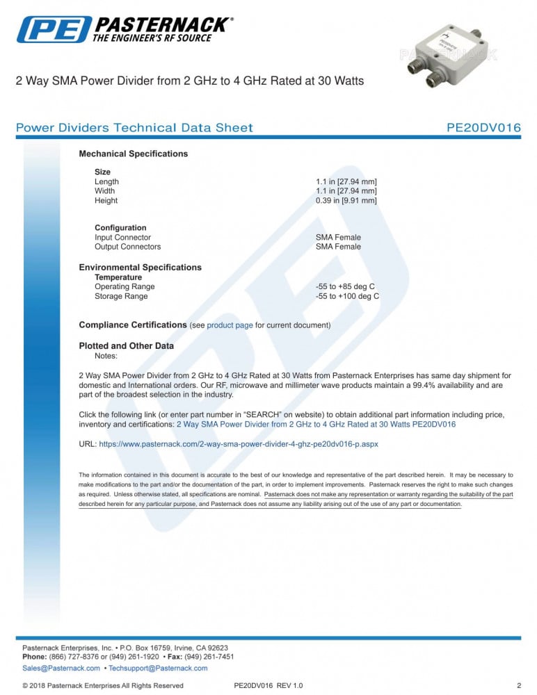 PE20DV016 technical document page 2
