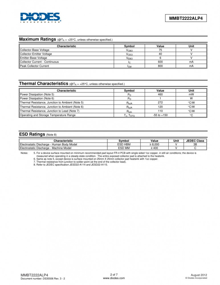 MMBT2222ALP4-7B datasheet page 2