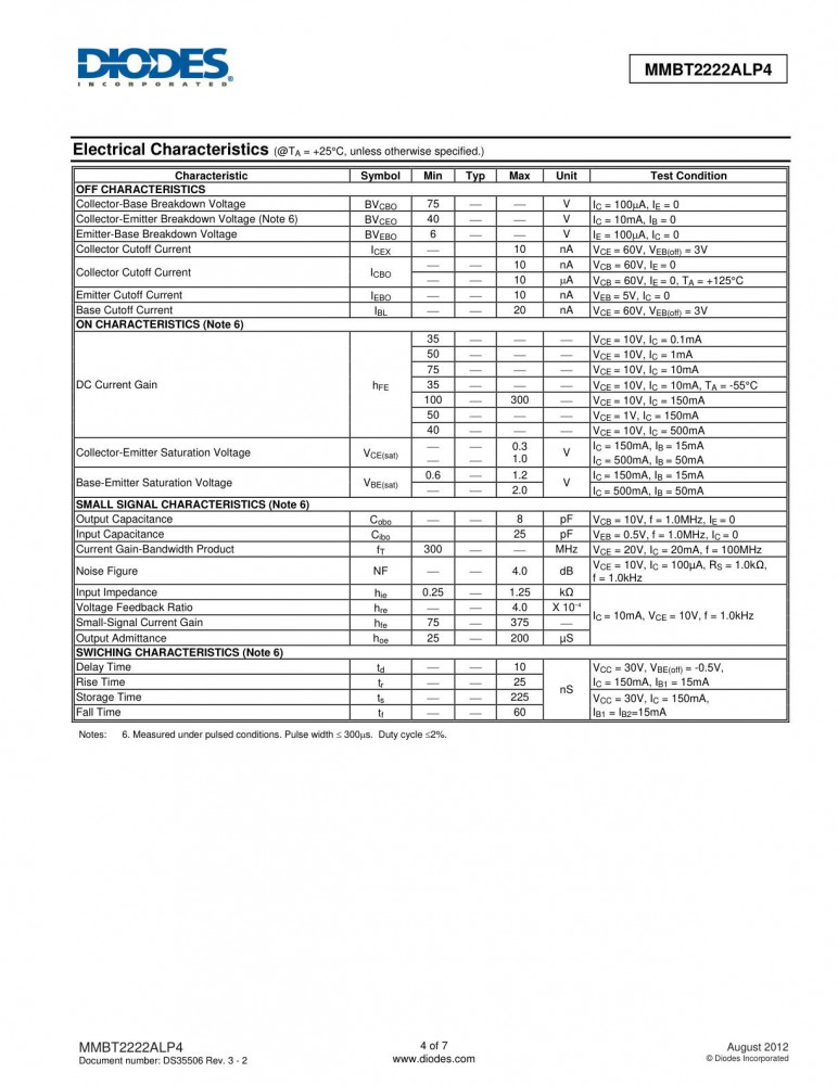 MMBT2222ALP4-7B datasheet page 4