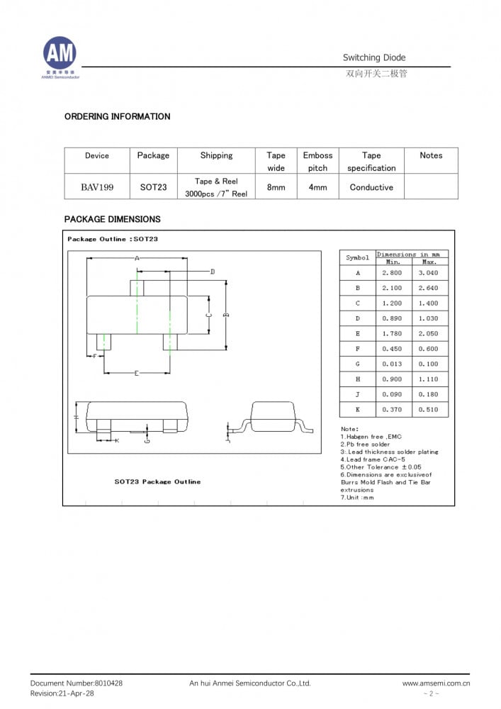 amsem BAV199 datasheet page 2