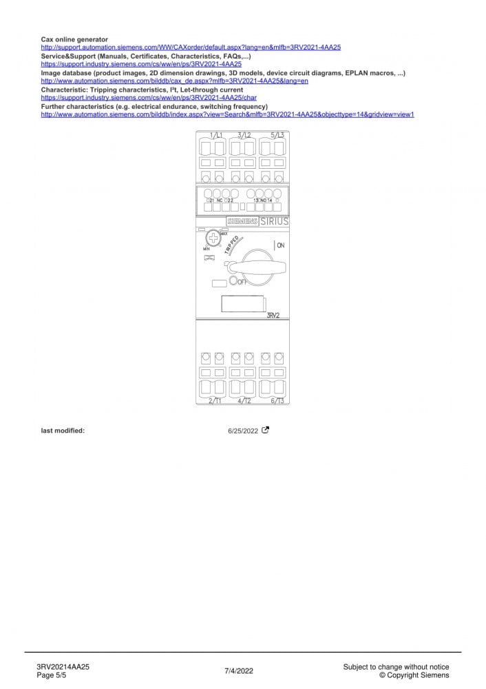 3RV20214AA25 technical document page 5