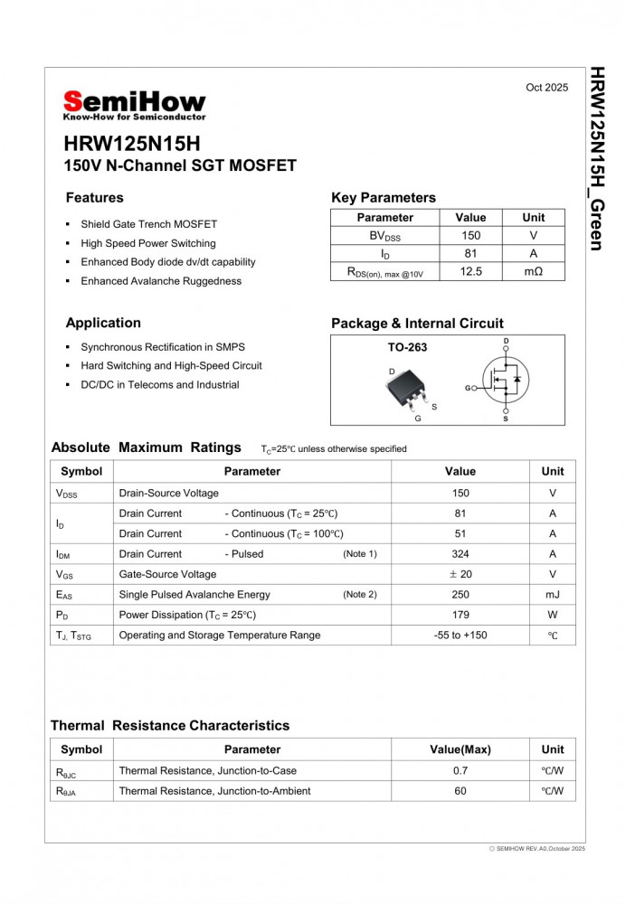 HRW125N15H datasheet page 1