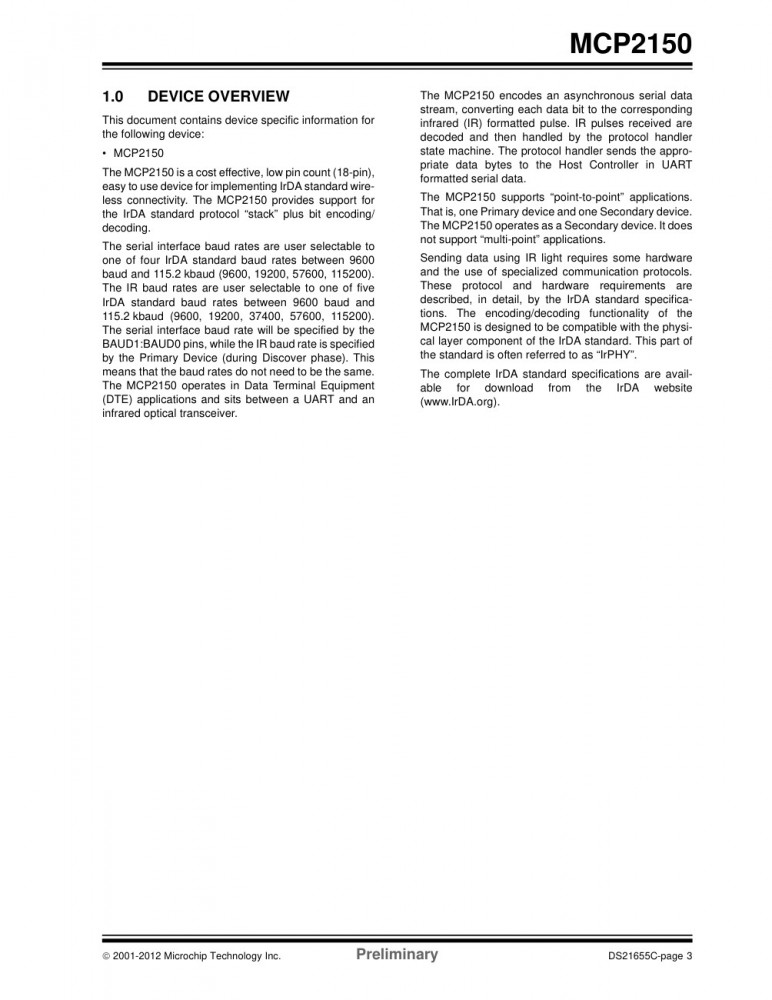 MCP2150 document page 3