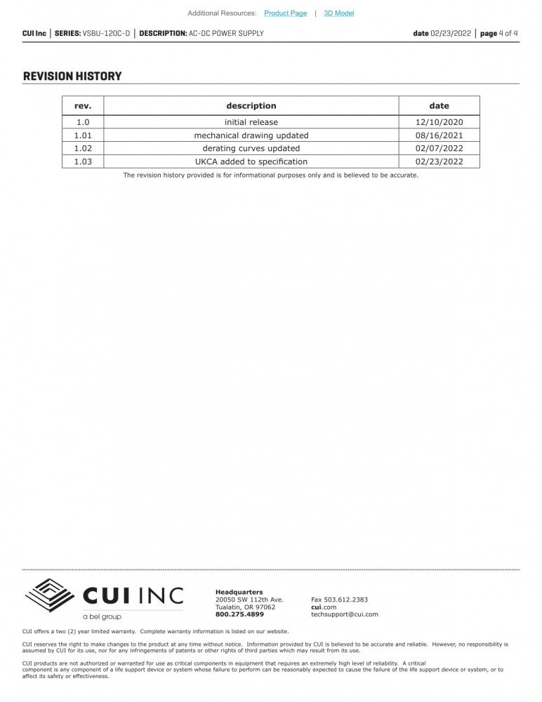 VSBU-120C-D512 datasheet page 4