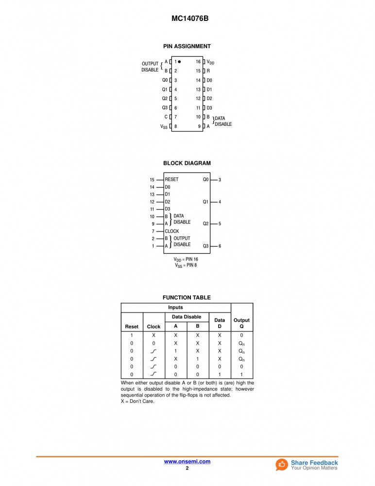 MC14076B datasheet page 2