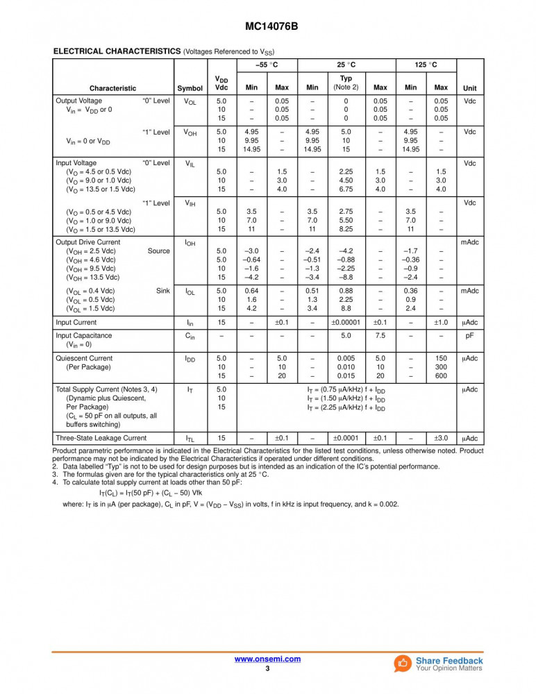 MC14076B datasheet page 3