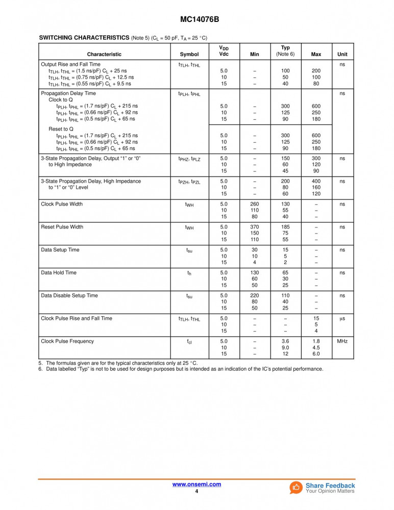 MC14076B datasheet page 4