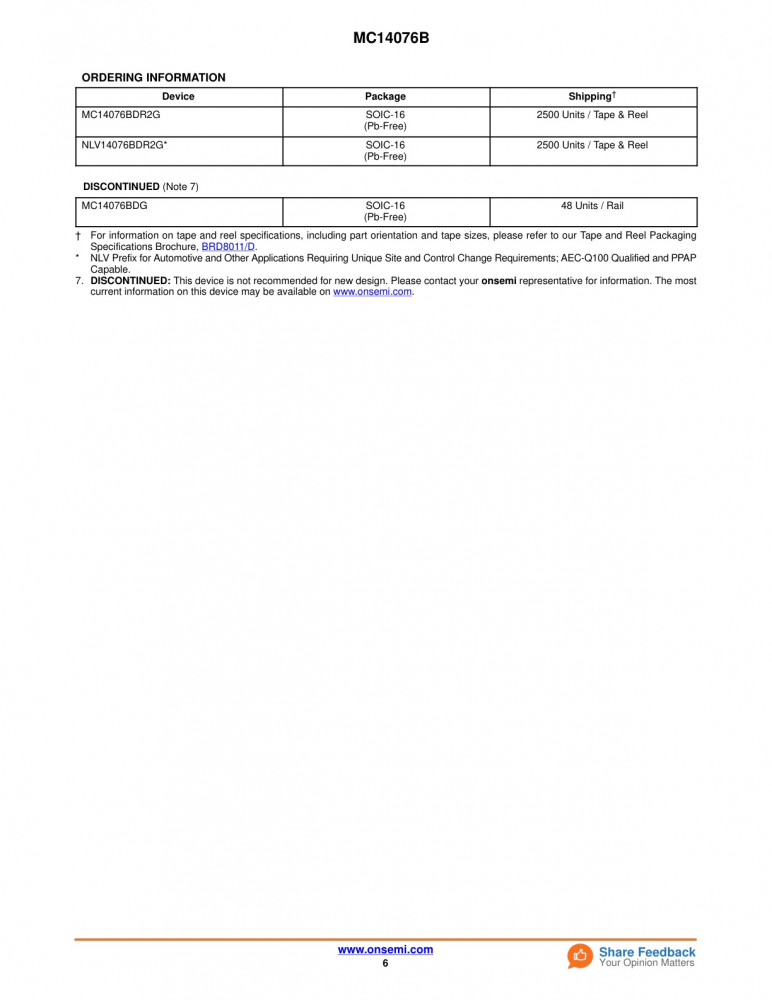 MC14076B datasheet page 6