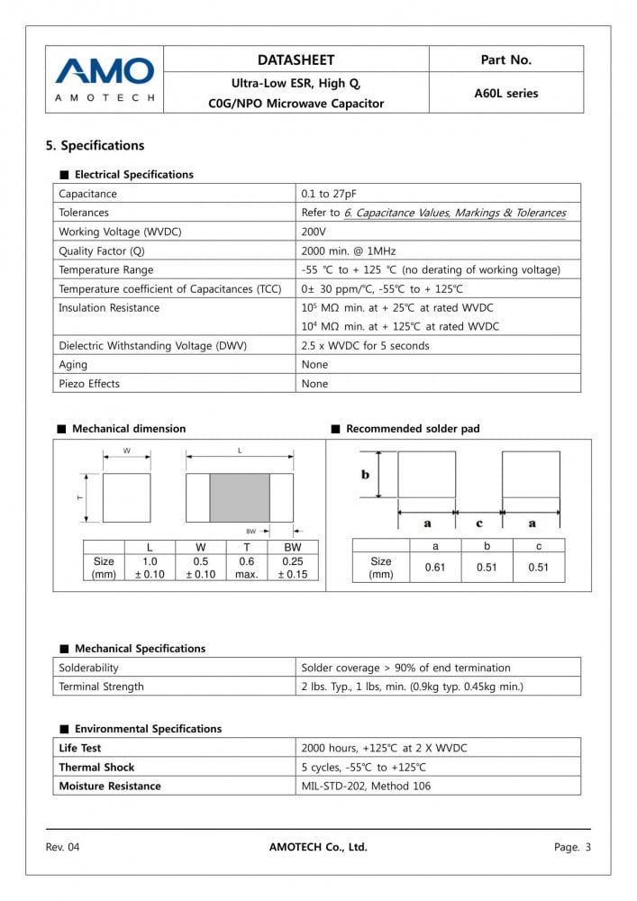 AMOTECH A60L datasheet page 3