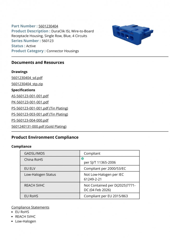 MOLEX 5601230404 technical document image 1
