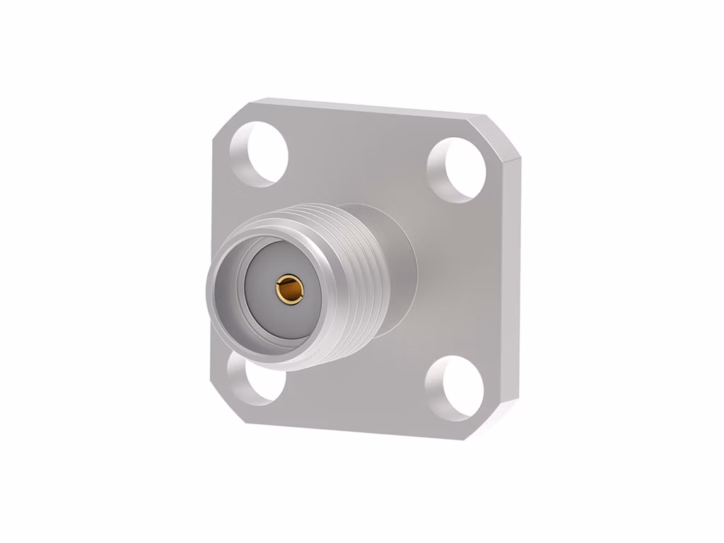 SMA Jack, Straight, 4-Hole Flange Mount, 0.500