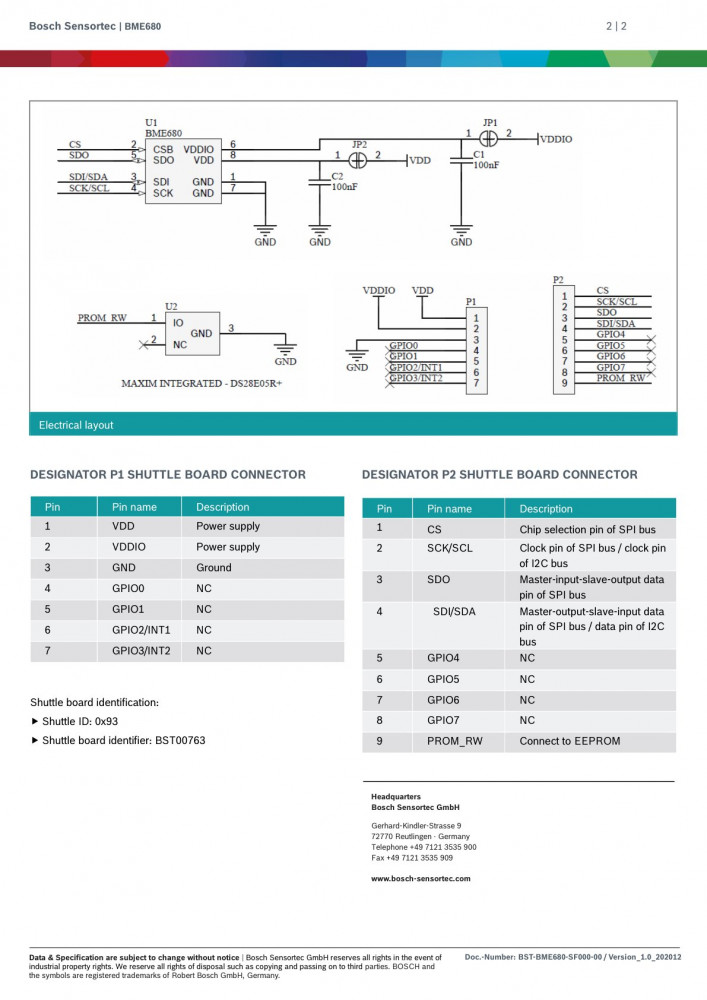 BME680 Shuttle board 3.0 document page 2