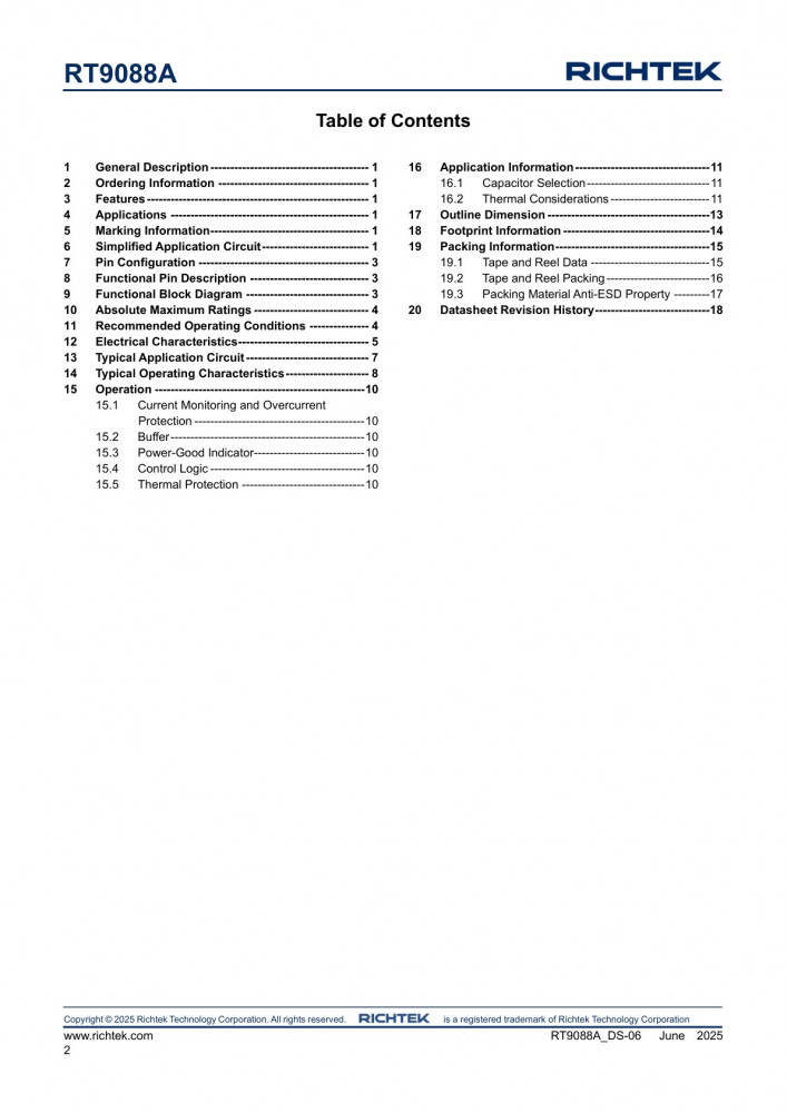 RT9088A datasheet page 2