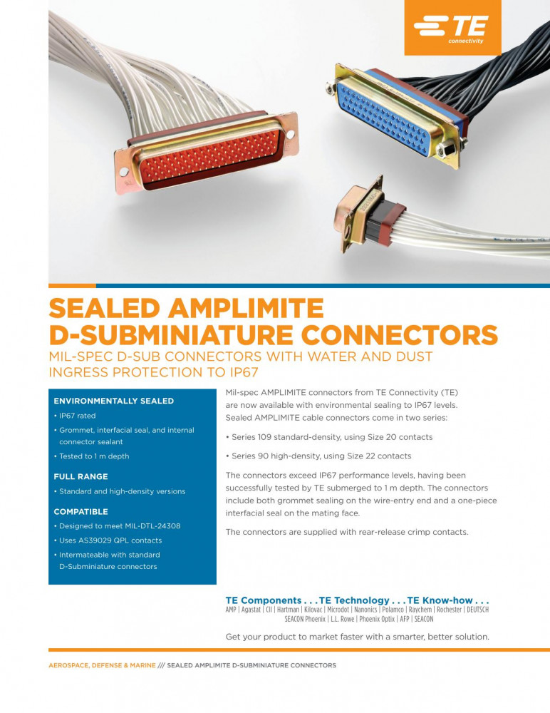 TE Connectivity sealed AMPLIMITE connector document page 1