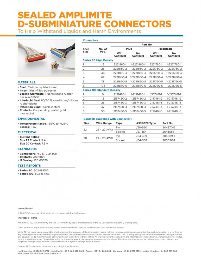 TE Connectivity sealed AMPLIMITE connector document page 2