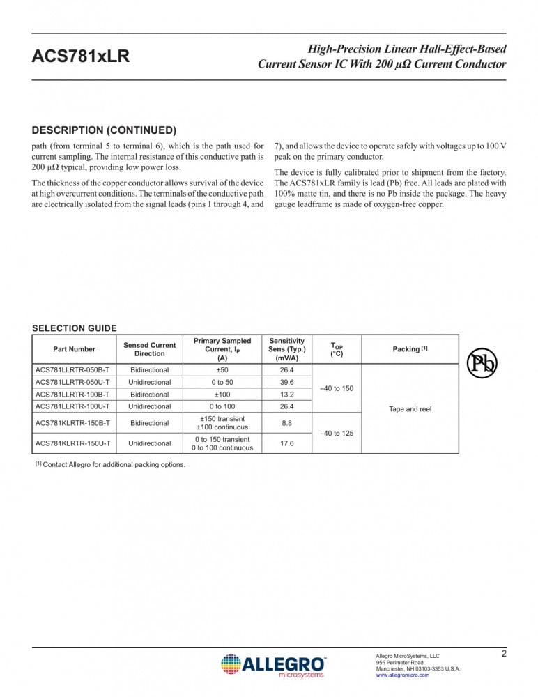 ACS781 datasheet page 2