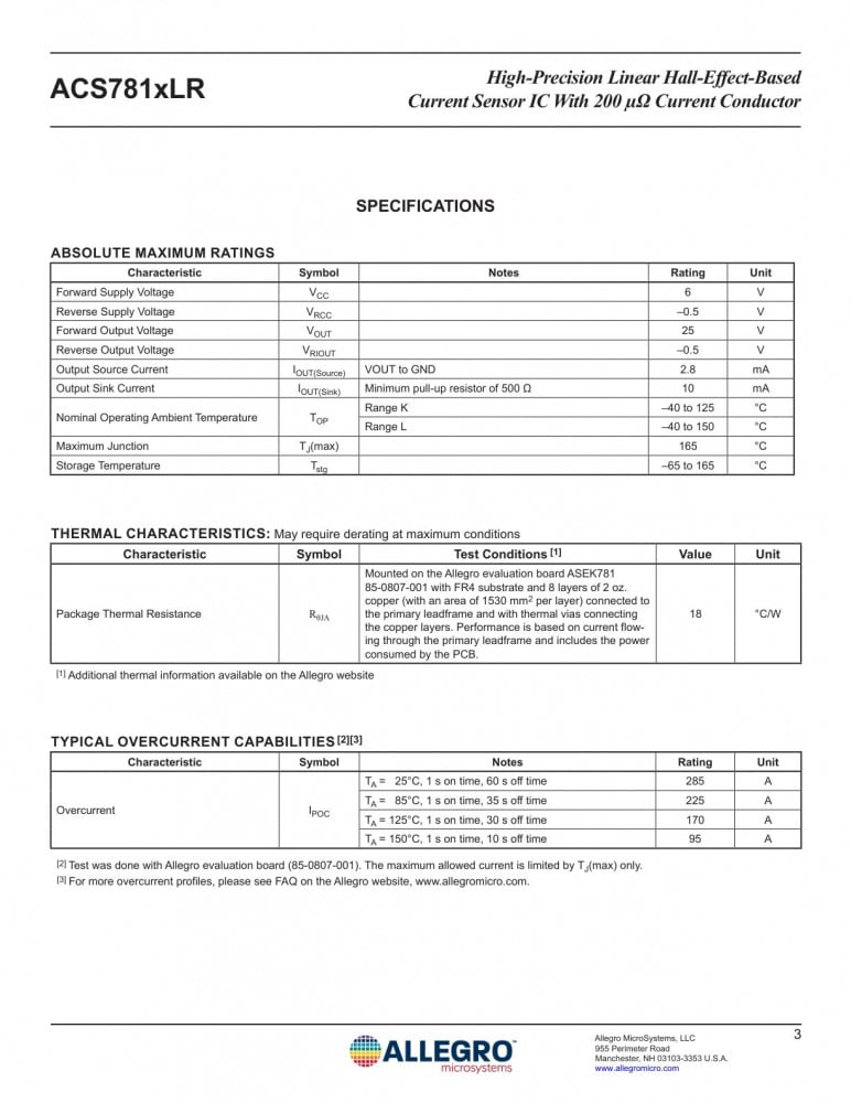 ACS781 datasheet page 3