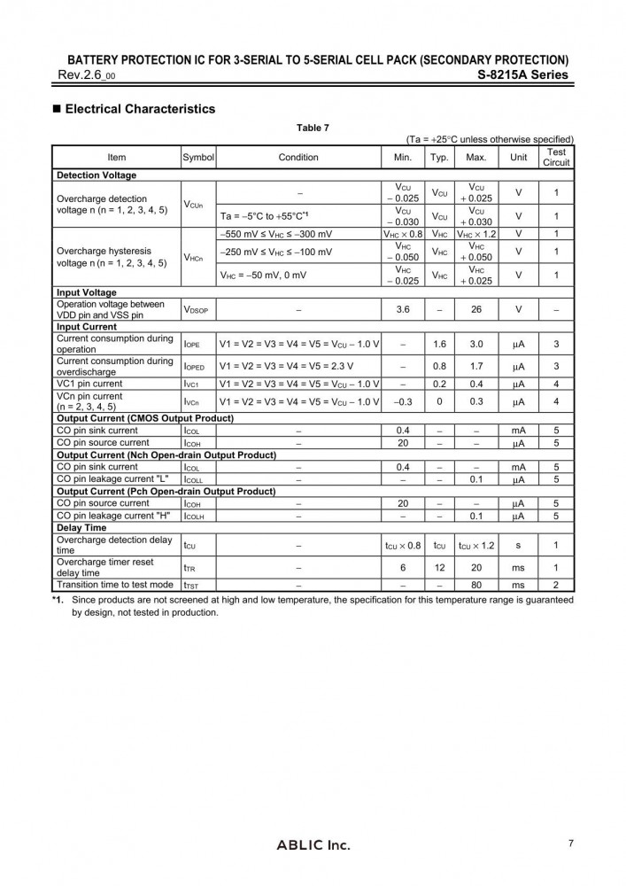 S-8215A datasheet page 7