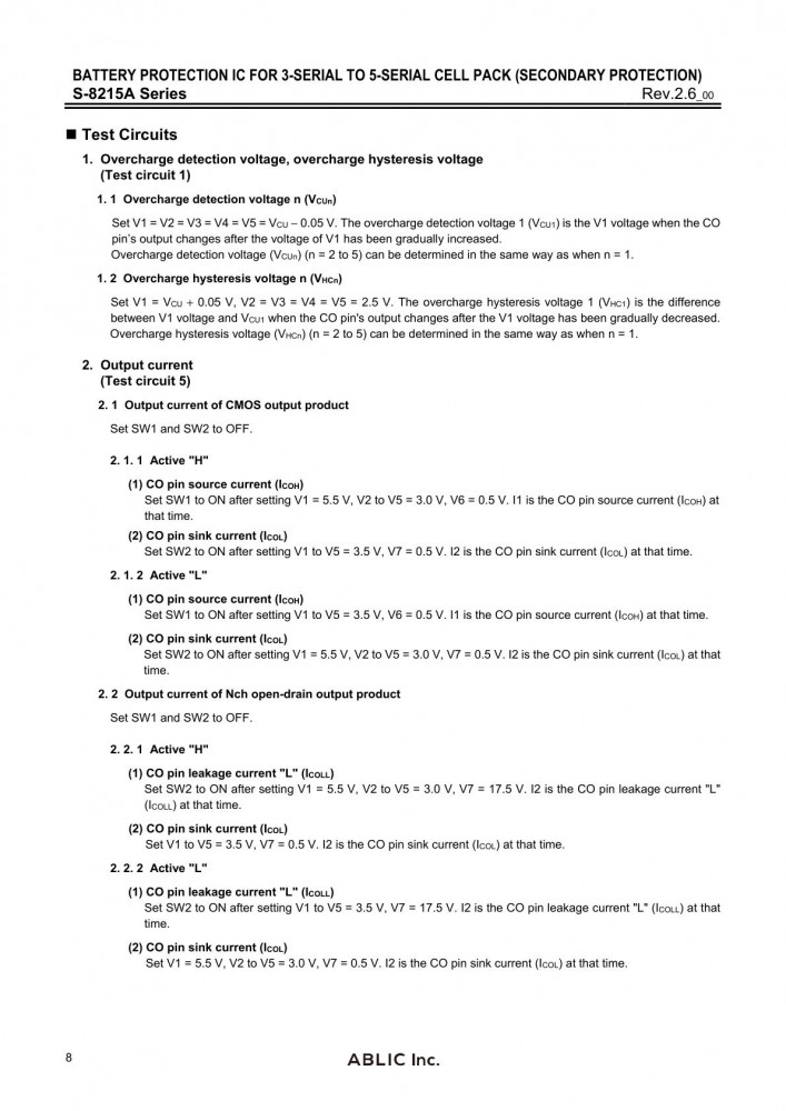 S-8215A datasheet page 8