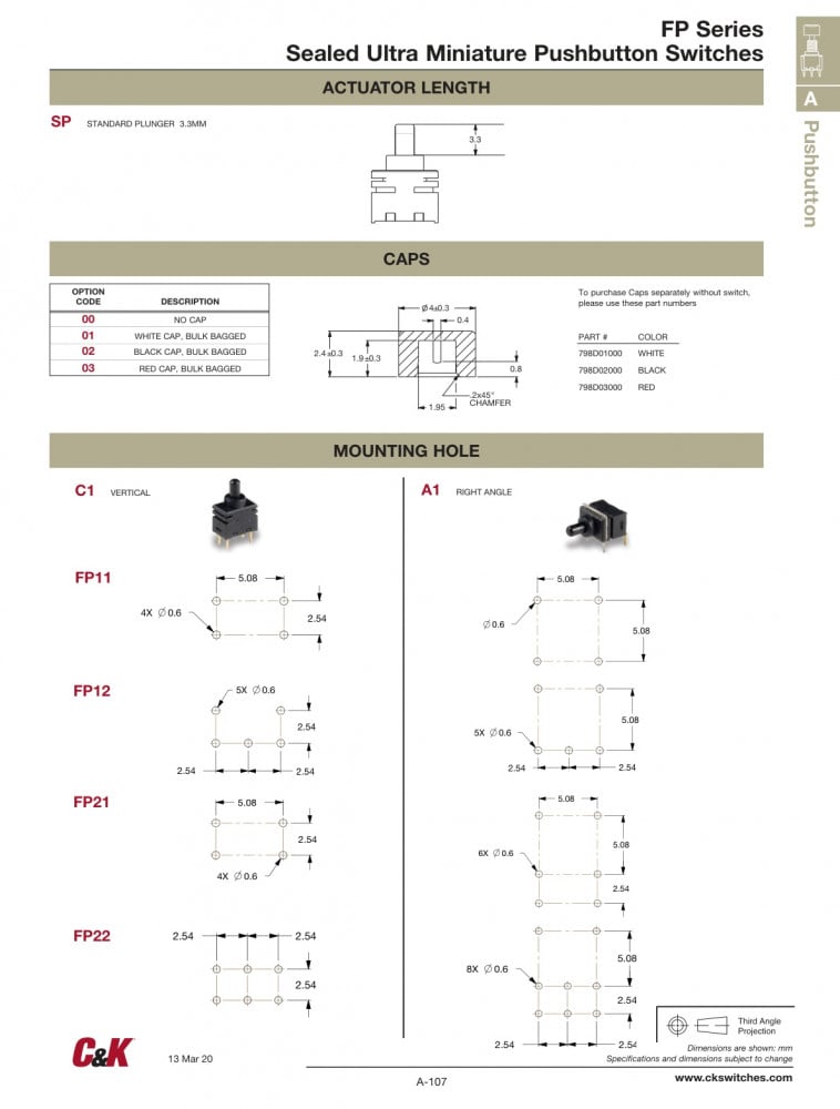 C&K FP Series datasheet page 3