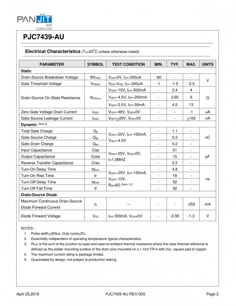 PJC7439-AU datasheet page 2