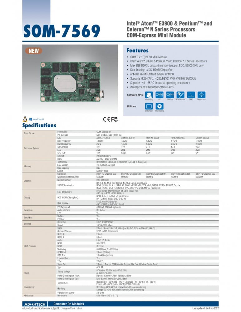 SOM-7569BCBCC-S6B1 datasheet page 1
