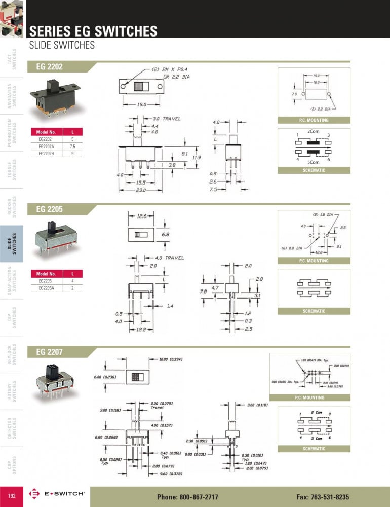 E-Switch EG series technical document page 7