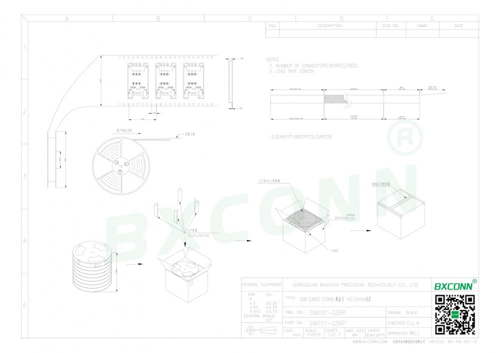 BXCONN SIM101-GZ6P technical drawing page 2