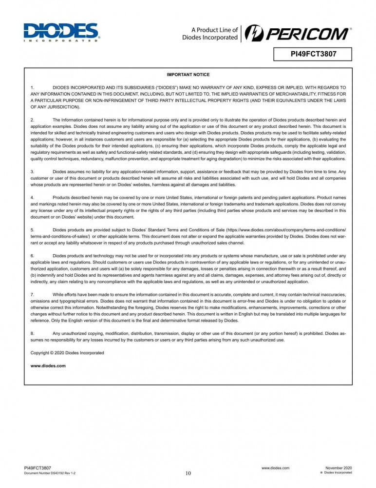 PI49FCT3807 datasheet page 10