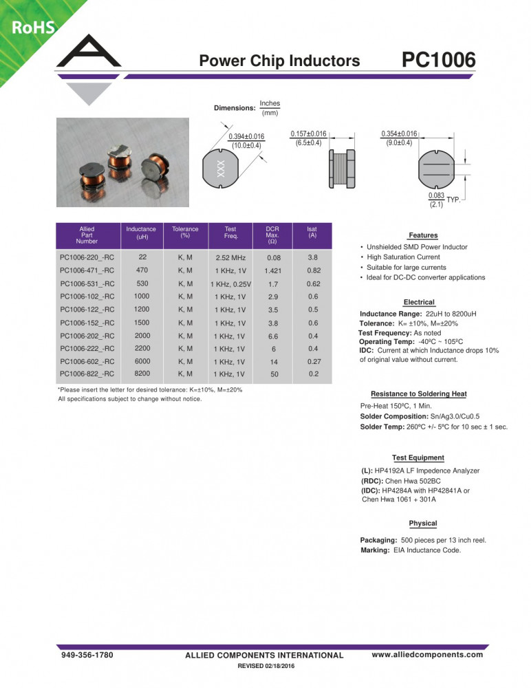 PC1006 series datasheet page preview