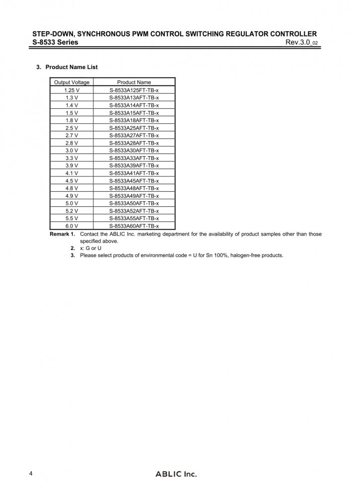 ABLIC S-8533 series datasheet page 4