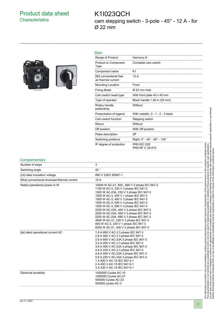 K1I023QCH technical document page 1