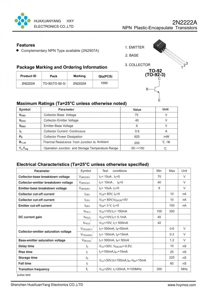2N2222A datasheet page 1