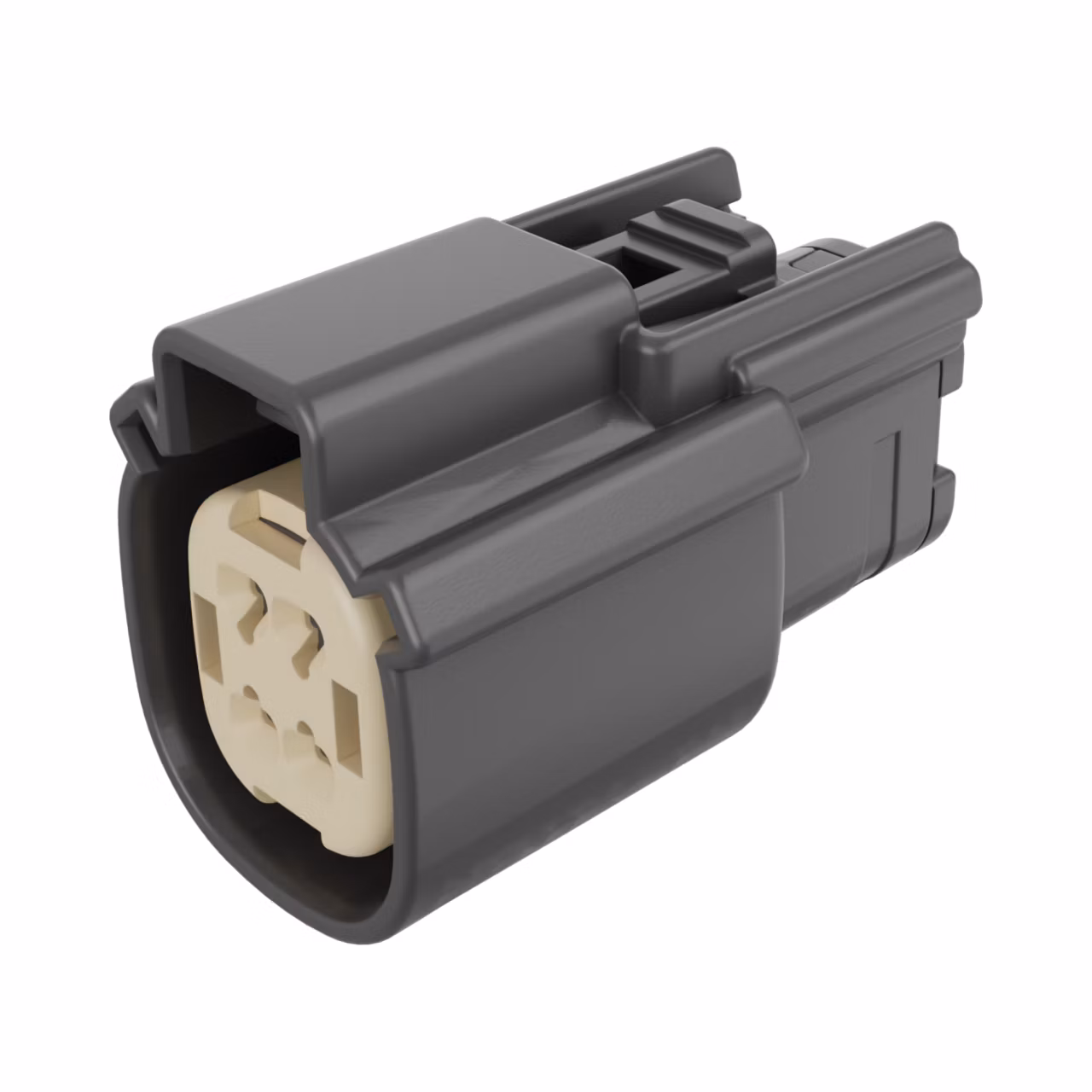 MX150 Mat-Sealed Female Connector Assembly, Dual Row, 4 Circuits, Keying Option C, without Connector Position Assurance, with Open Standard Grommet Cap, Dark Gray for sale