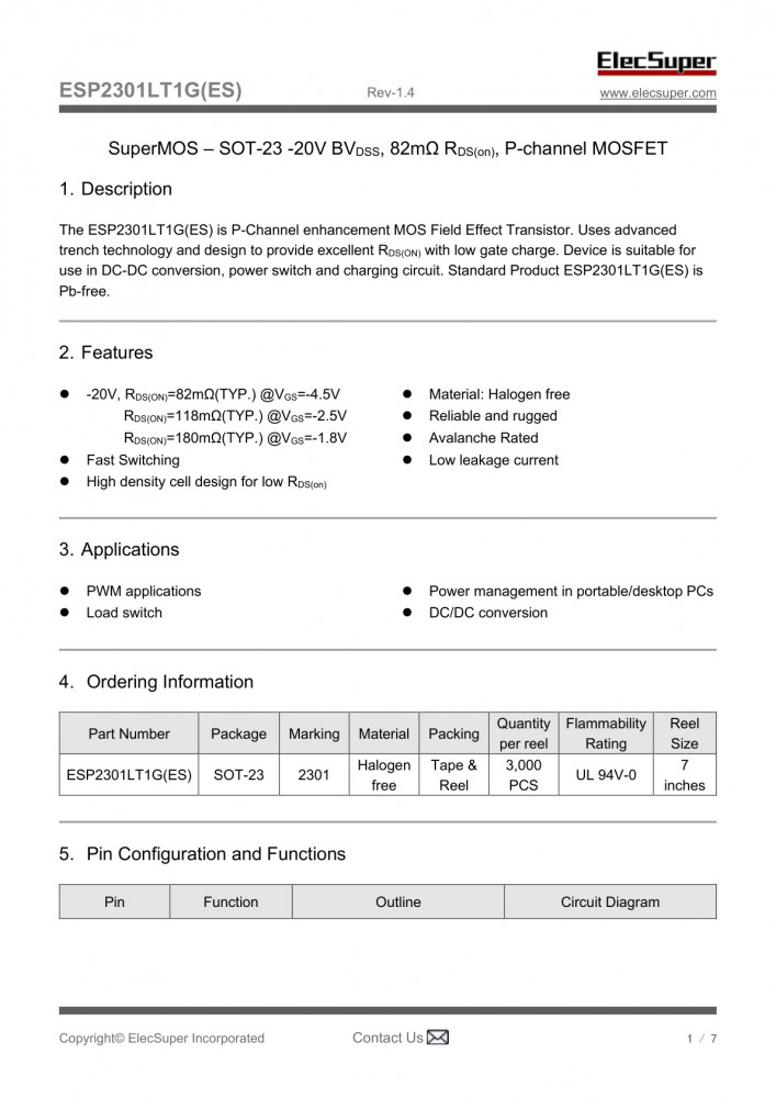 ESP2301LT1G(ES) datasheet page 1
