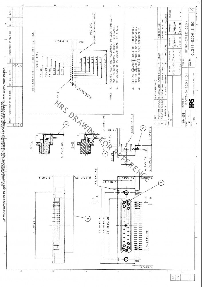 HRS RDBG-25SE1(50) technical document page