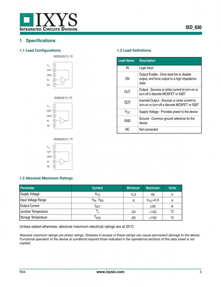 IXDN630MYI datasheet page 3