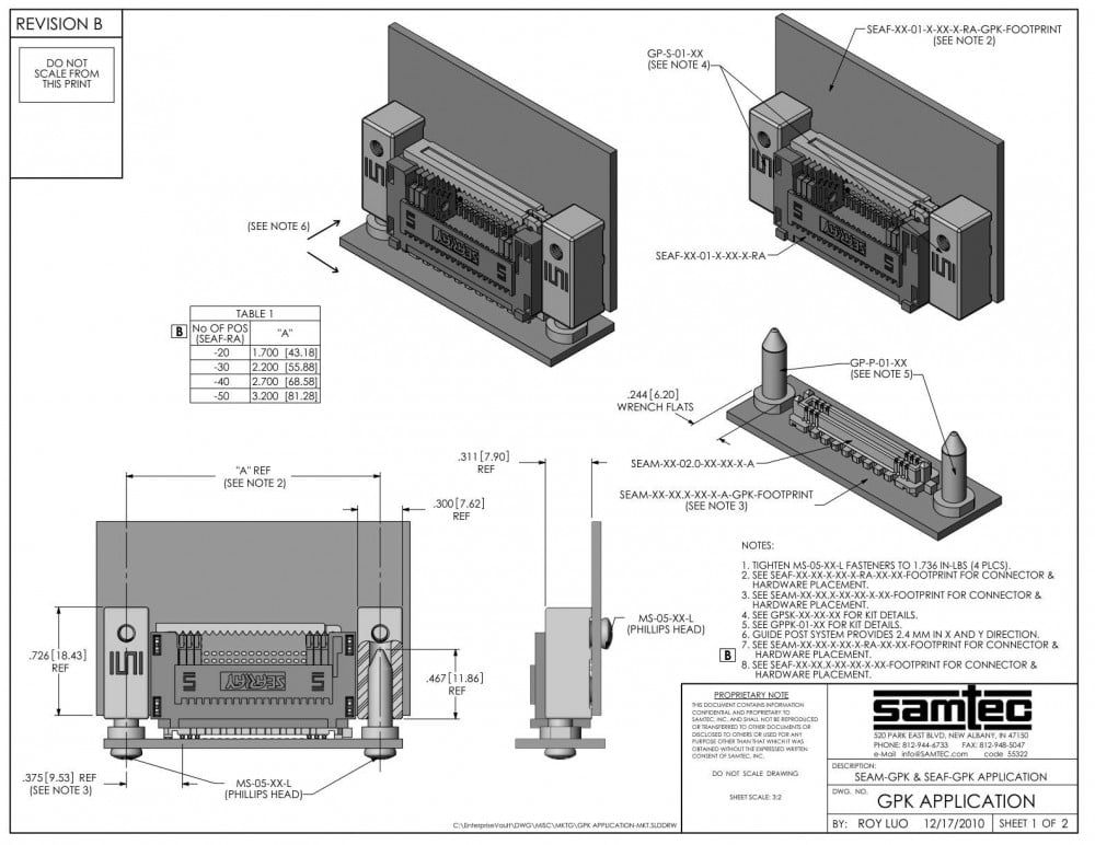 Samtec GPSK-01-01 technical document page 1
