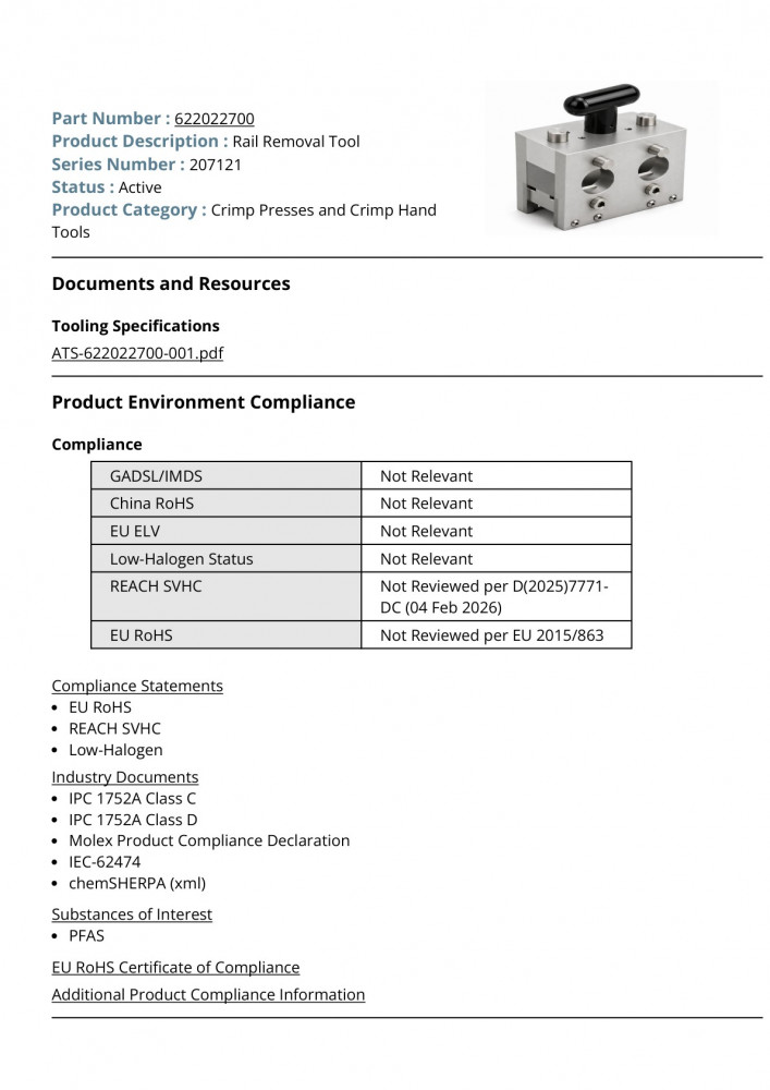 622022700 tooling specification document preview, page 1