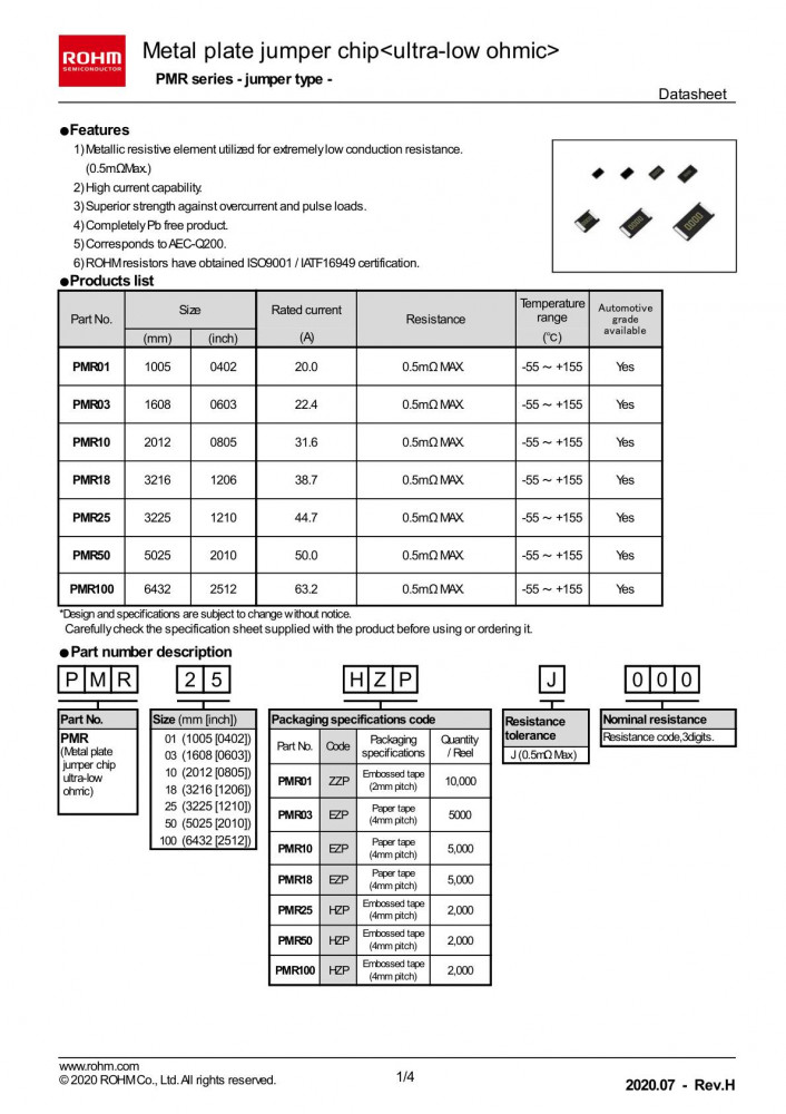 PMR18EZPJ000 technical document page 1